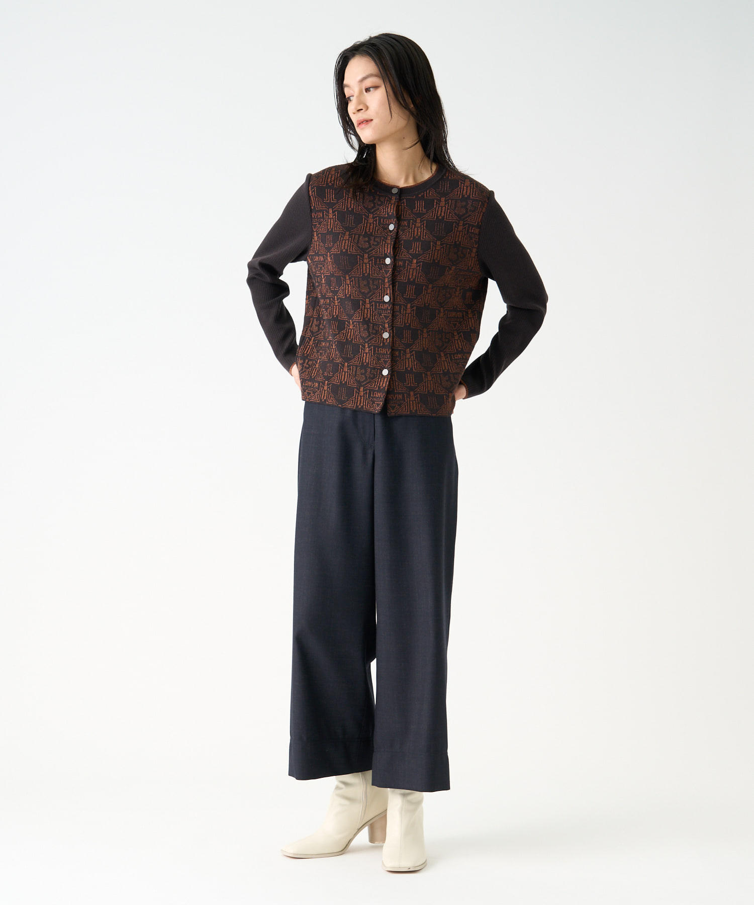 135thロゴジャカードカーディガン - | LANVIN COLLECTION 135thロゴジャカードカーディガン - | LANVIN COLLECTION