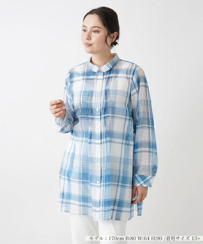 チェック柄ロングブラウス【Leilian WHITE LABEL】【SARTI】 -｜Leilian（レリアン）｜Leilian Co.,LTD Official Online Store