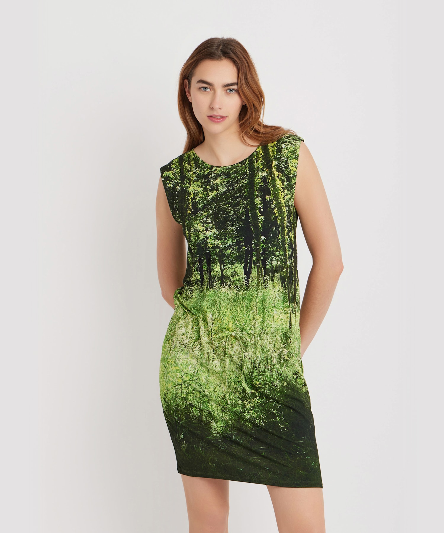 フォトプリント ノースリーブ ミニワンピース "Les gramin?es au parc de Marly" ｜agnès b. FEMME（ファム）｜アニエスベー公式オンラインブティック