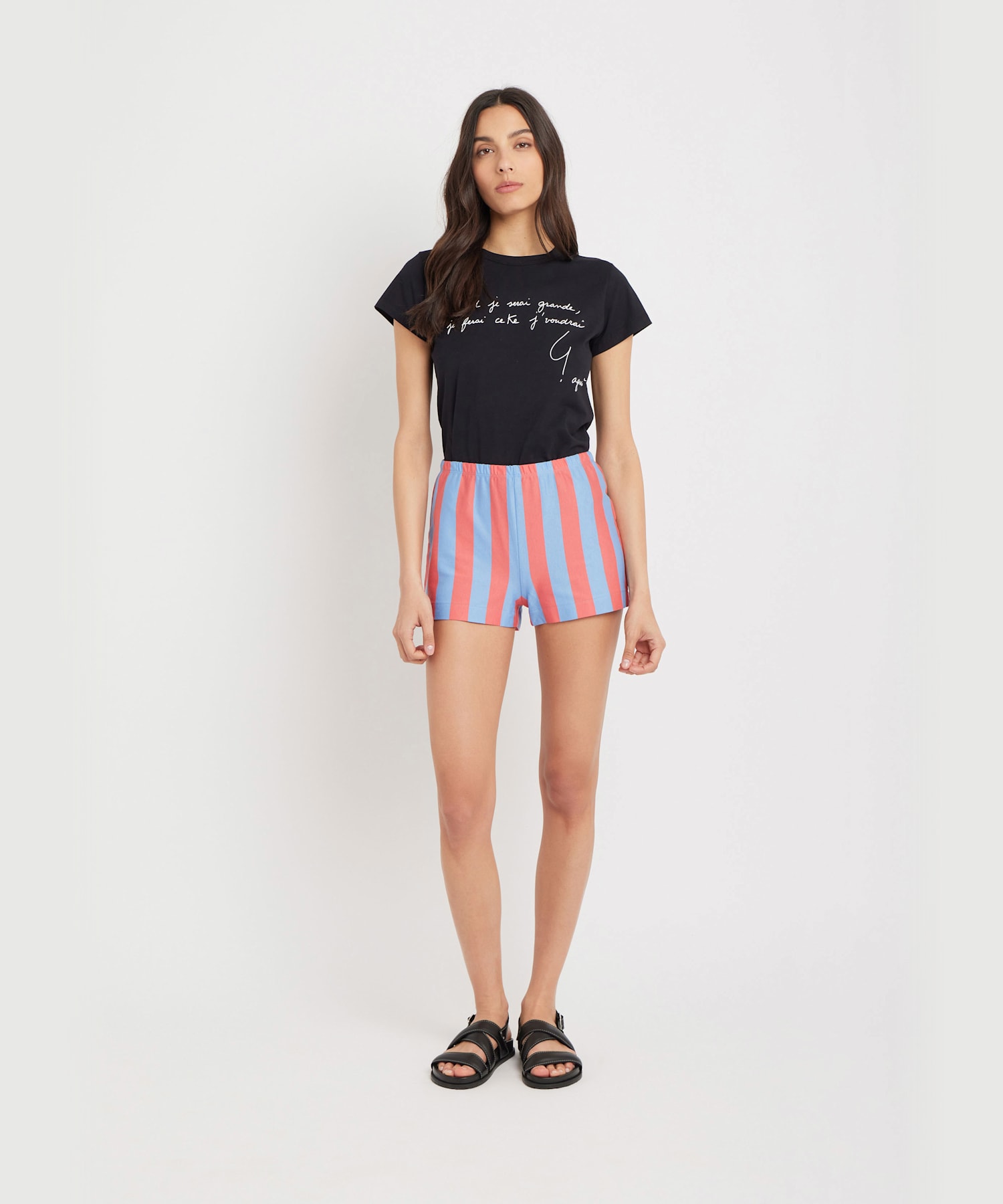 ストライプ コットン ショートパンツ "Vague" ｜agnès b. FEMME（ファム）｜アニエスベー公式オンラインブティック