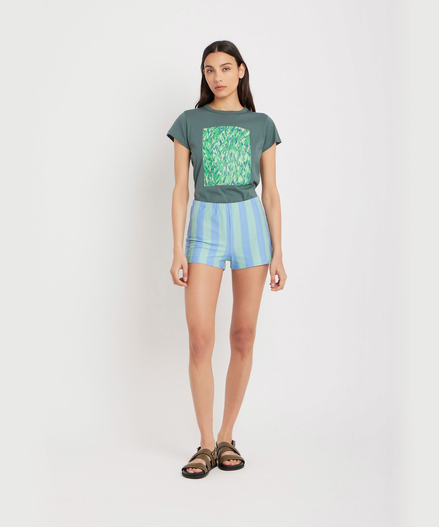 ストライプ コットン ショートパンツ "Vague" ｜agnès b. FEMME（ファム）｜アニエスベー公式オンラインブティック